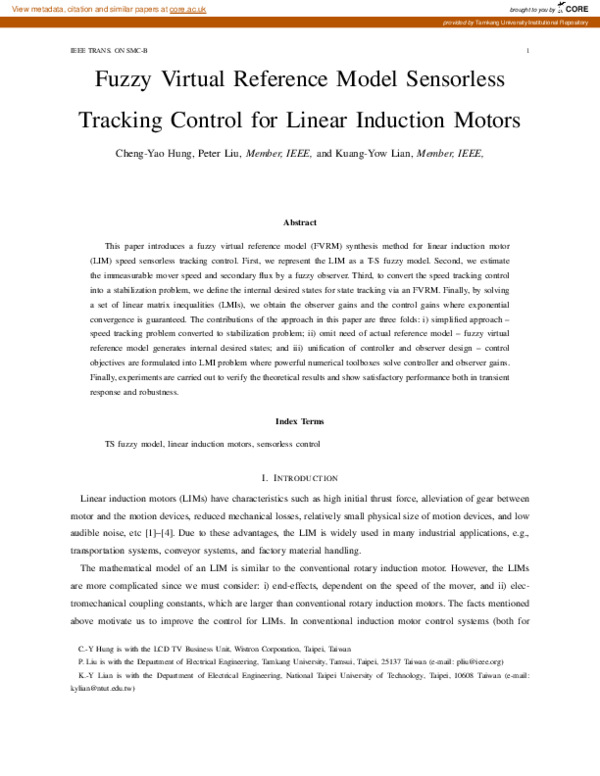 (PDF) Fuzzy virtual reference model sensorless tracking control for ...