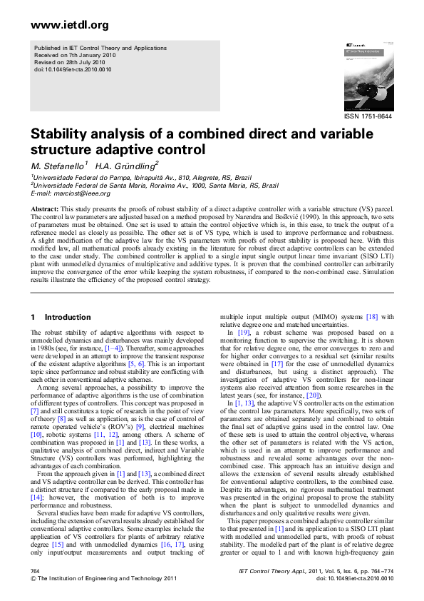 (PDF) Stability analysis of a combined direct and variable structure ...
