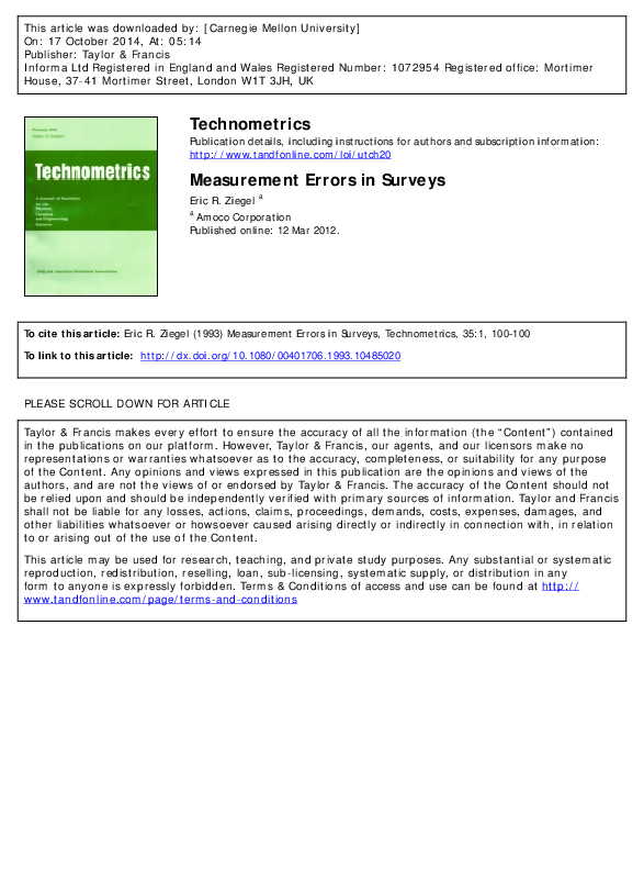 (PDF) Measurement Errors in Surveys