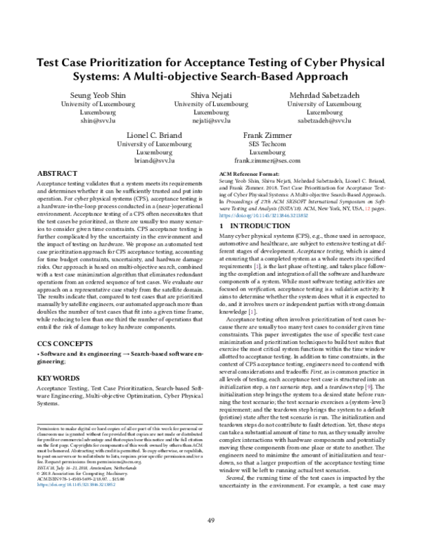 (PDF) Test case prioritization for acceptance testing of cyber physical ...