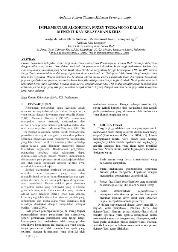 (PDF) Implementasi Algoritma Fuzzy Tsukamoto Dalam Menentukan Kelayakan Kerja