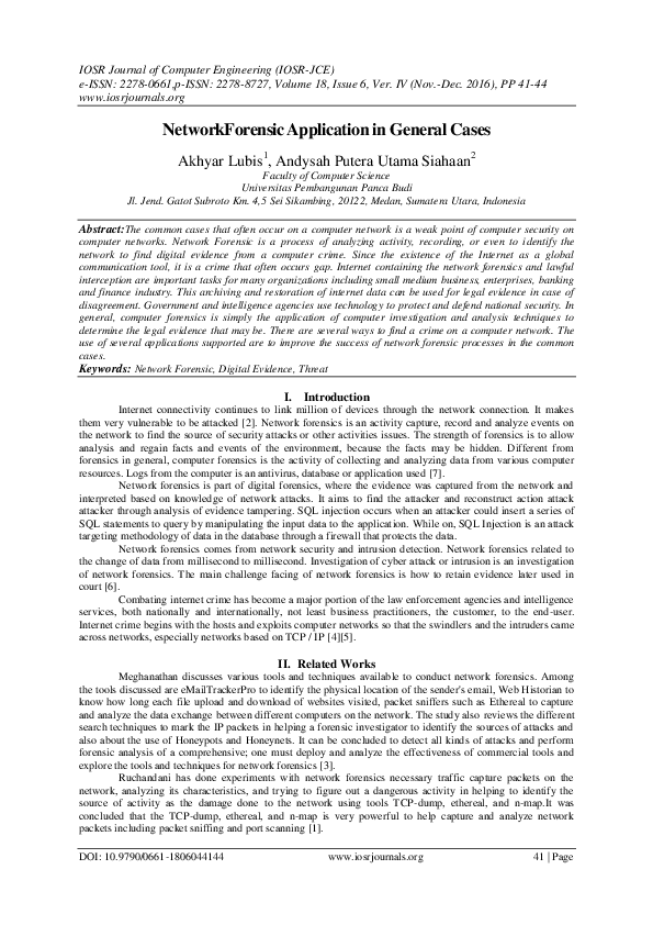 (PDF) Network Forensic Application in General Cases