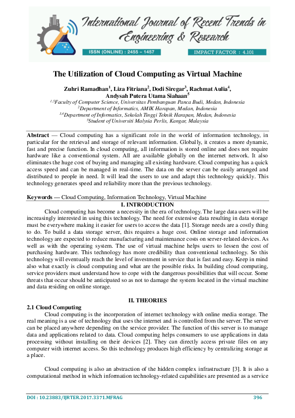 (PDF) The Utilization of Cloud Computing as Virtual Machine