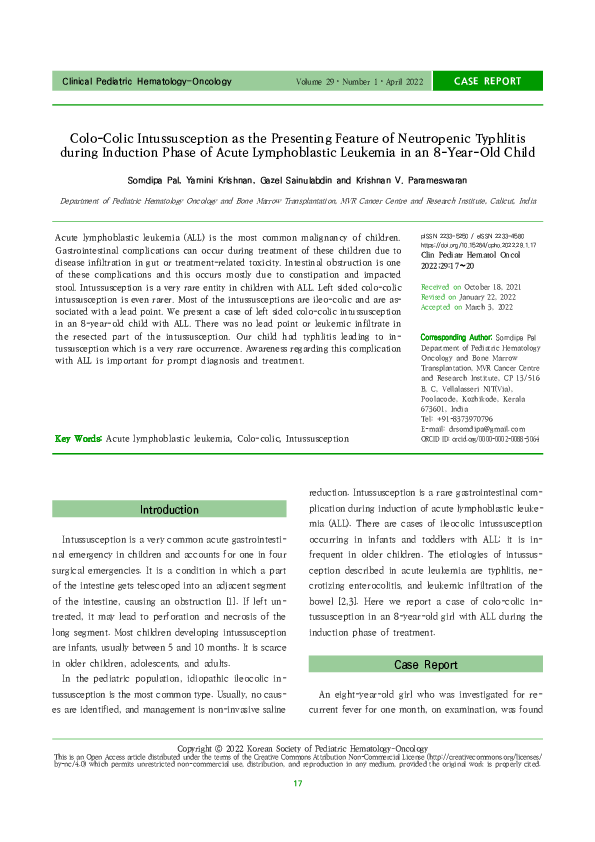 (PDF) Colo-Colic Intussusception as the Presenting Feature of ...