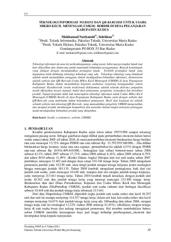 (PDF) Teknologi Informasi Website Dan QR-Barcode Untuk Usaha Mikro ...