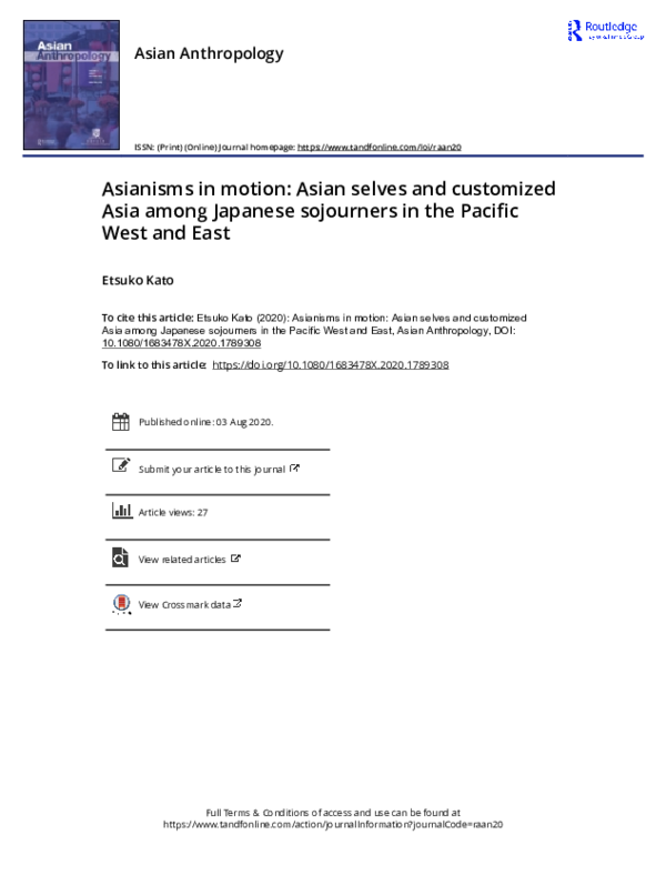 (PDF) Asianisms in motion: Asian selves and customized Asia among ...