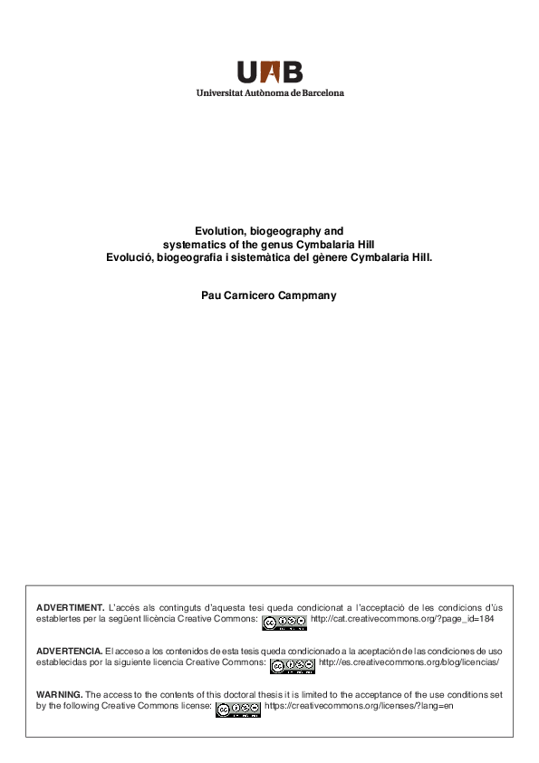 (PDF) Evolution, biogeography and systematics of the genus Cymbalaria Hill