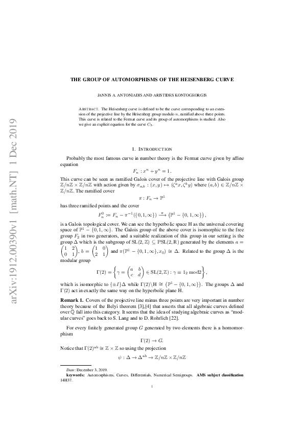 (PDF) The group of automorphisms of the Heisenberg curve