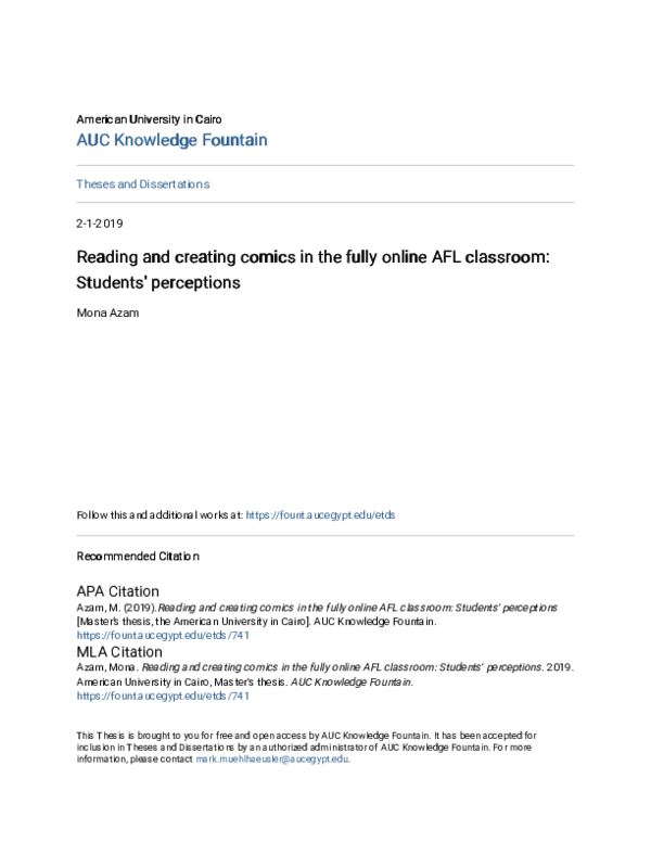 (PDF) Reading and Creating Comics in the Fully Online AFL Classroom ...