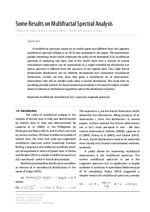 (PDF) Some Results on Multifractal Spectral Analysis