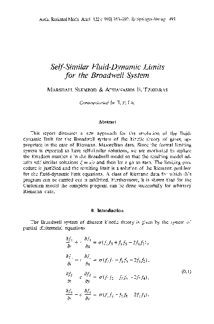 (PDF) Self-similar fluid-dynamic limits for the Broadwell system