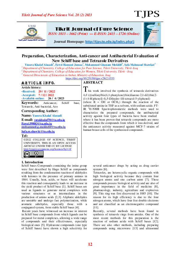 (PDF) Preparation, Characterization, Anti-cancer and Antibacterial ...