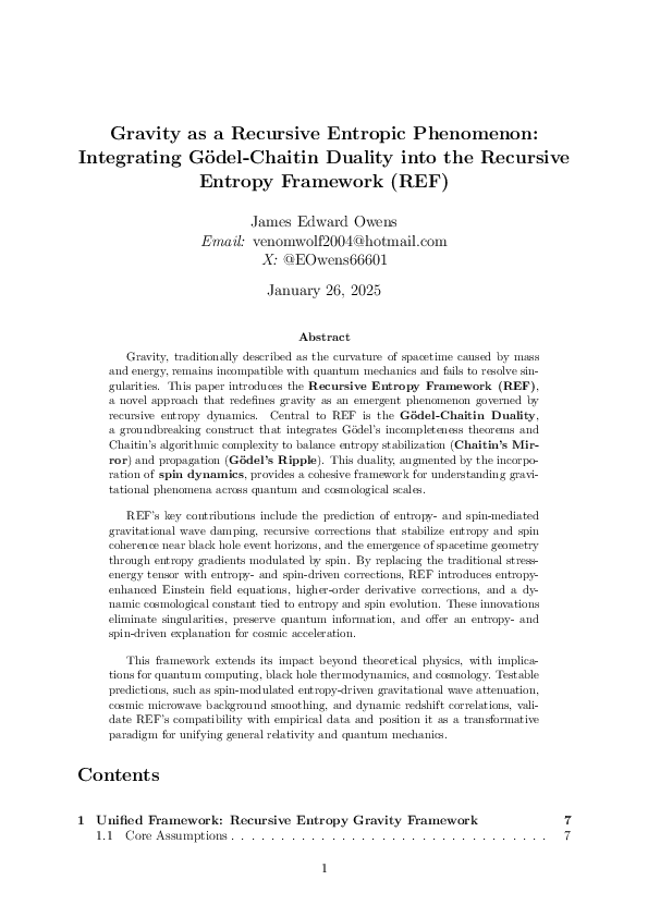 (PDF) Gravity as a Recursive Entropic Phenomenon: Integrating Gödel-Chaitin Duality into the ...