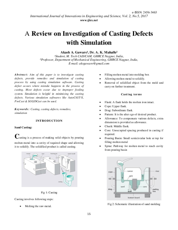 (PDF) A Review on Investigation of Casting Defects with Simulation