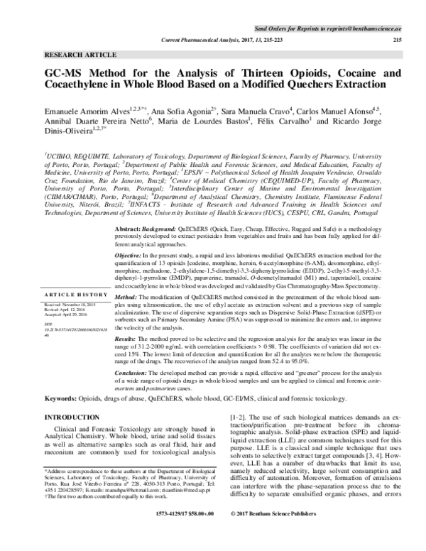 (PDF) GC-MS Method for the Analysis of Thirteen Opioids, Cocaine and ...
