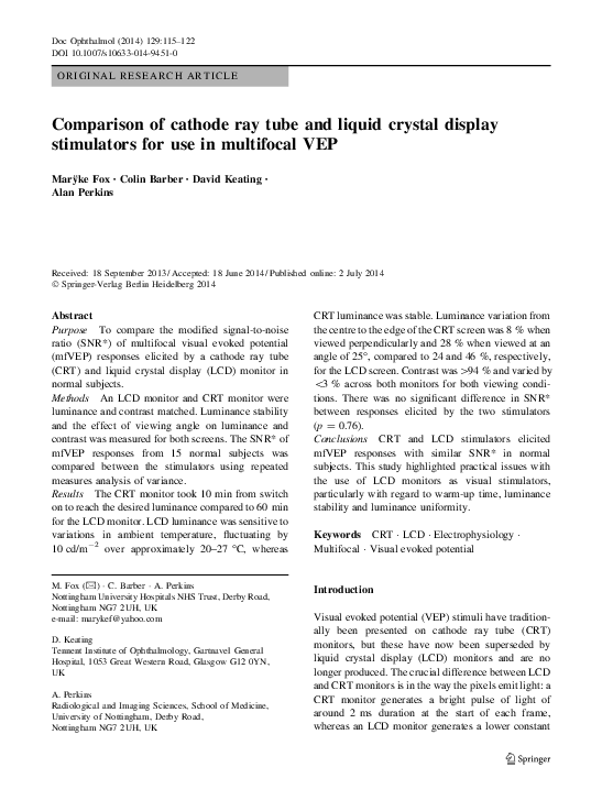 (PDF) Comparison of cathode ray tube and liquid crystal display ...