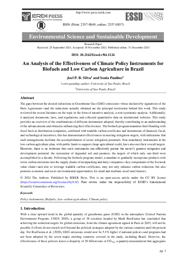 (PDF) An Analysis of the Effectiveness of Climate Policy Instruments ...