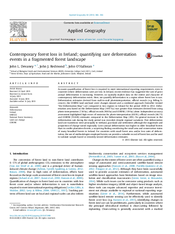 (PDF) Contemporary forest loss in Ireland; quantifying rare ...