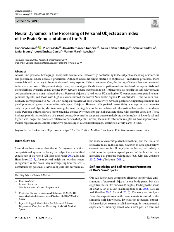 (PDF) Neural Dynamics in the Processing of Personal Objects as an Index of the Brain ...