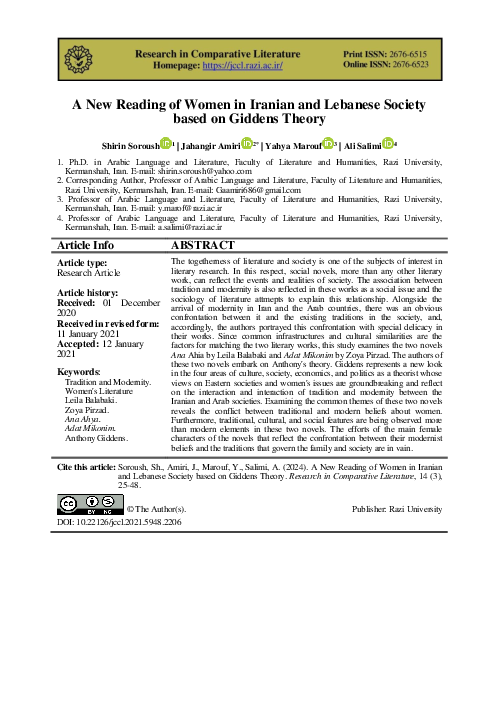 (PDF) A New Reading of Women in Iranian and Lebanese Society based on ...