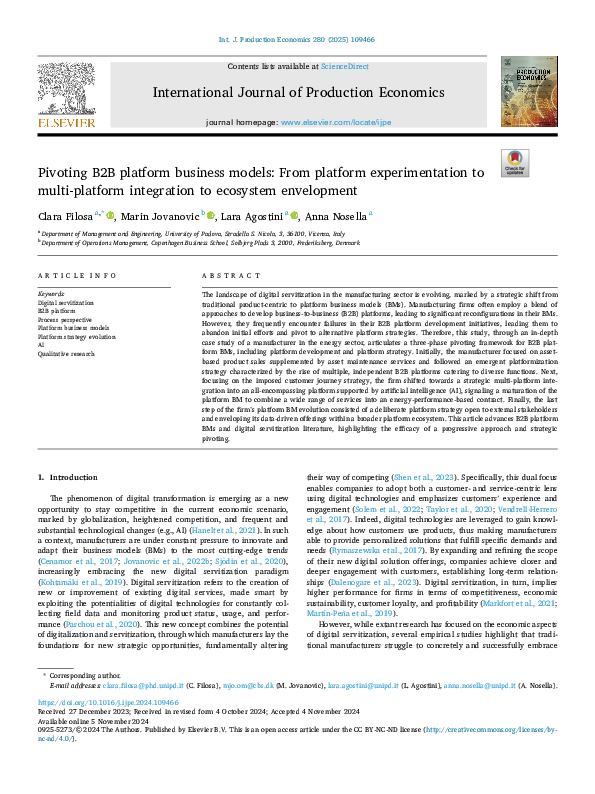 (PDF) Pivoting B2B platform business models: From platform ...