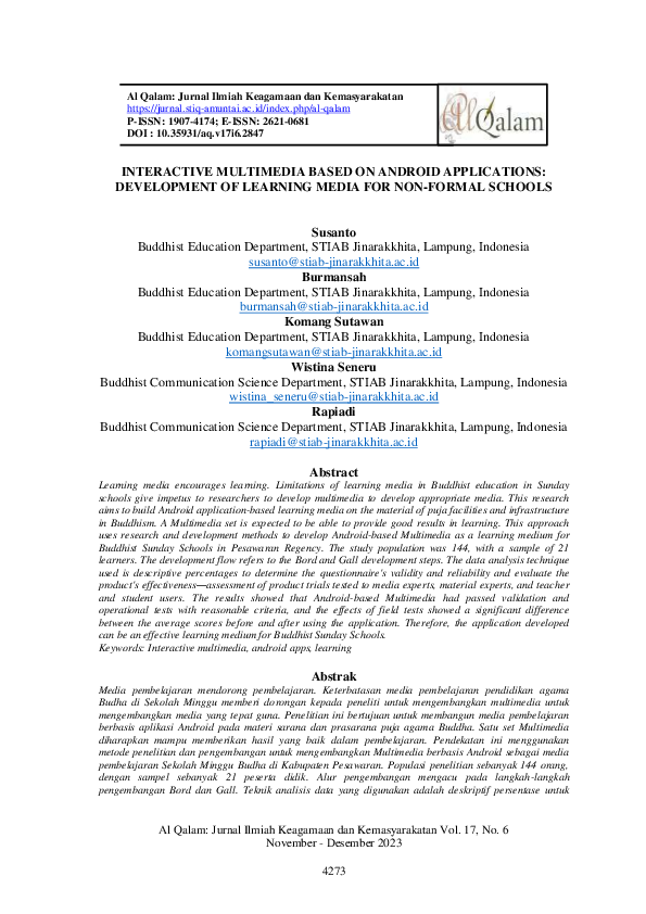 (PDF) Interactive Multimedia Based on Android Applications: Development of Learning Media for ...