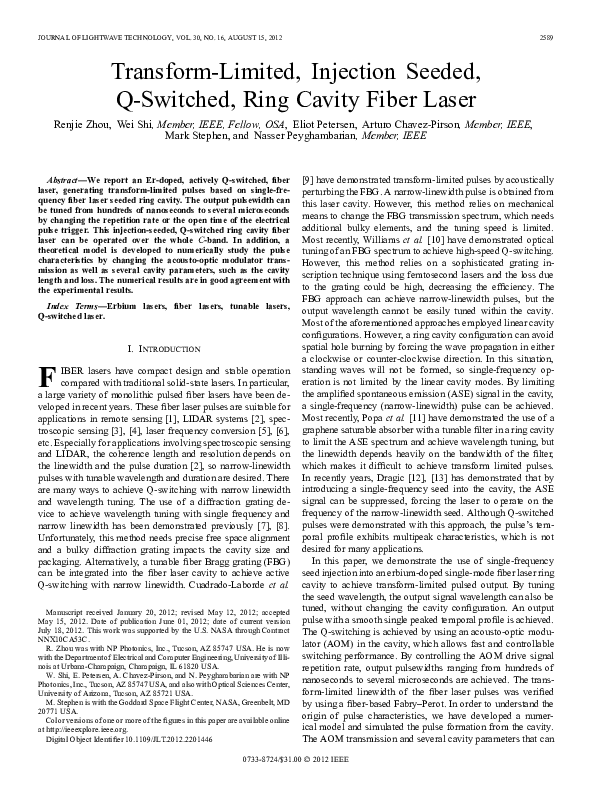 (PDF) Transform-Limited, Injection Seeded, Q-Switched, Ring Cavity ...
