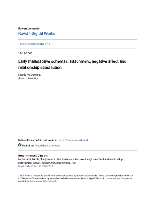 (PDF) Early maladaptive schemas, attachment, negative affect and ...