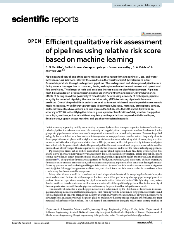(PDF) Efficient qualitative risk assessment of pipelines using relative ...