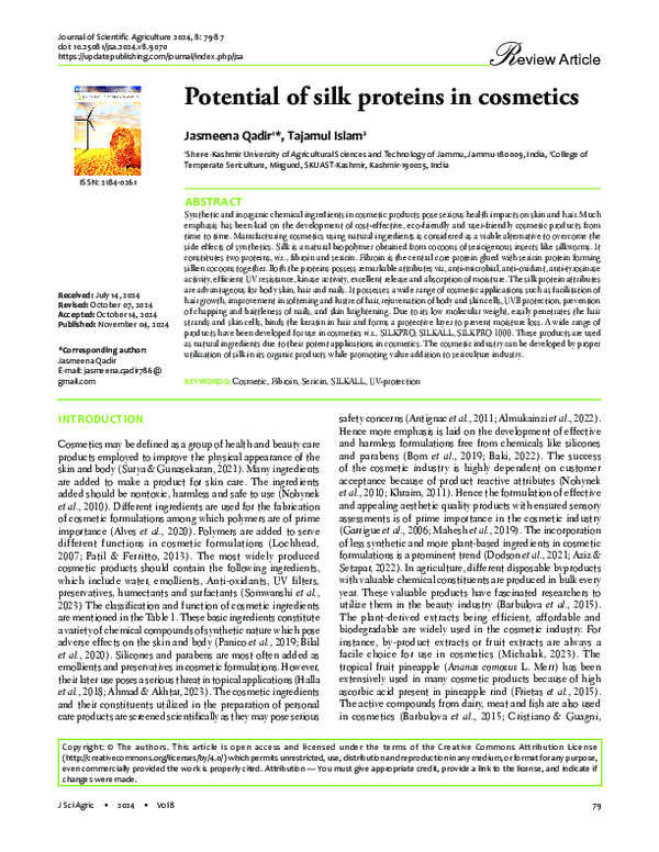 (PDF) Potential of silk proteins in cosmetics