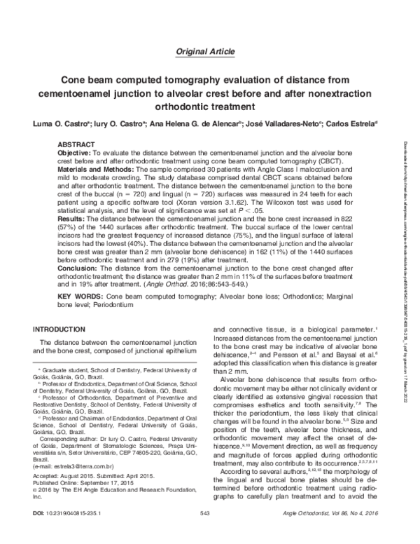 (PDF) Cone beam computed tomography evaluation of distance from cementoenamel junction to ...