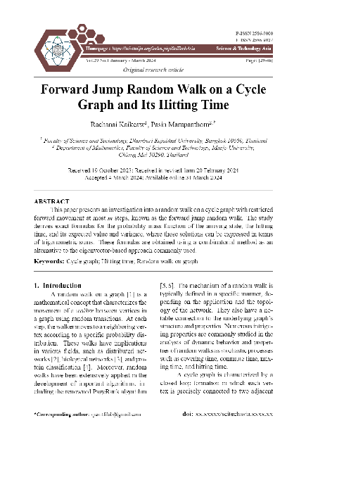(PDF) Forward Jump Random Walk on a Cycle Graph and Its Hitting Time