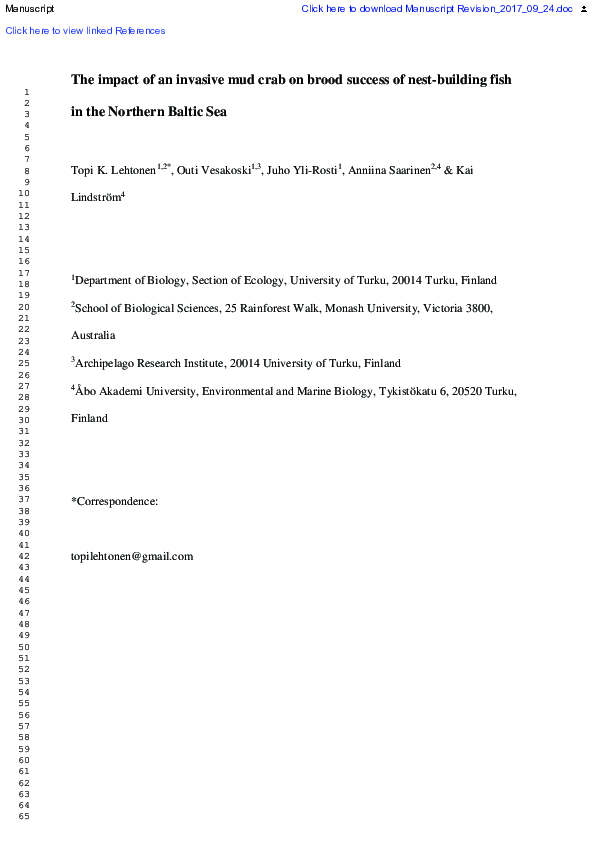 (PDF) The impact of an invasive mud crab on brood success of nest ...