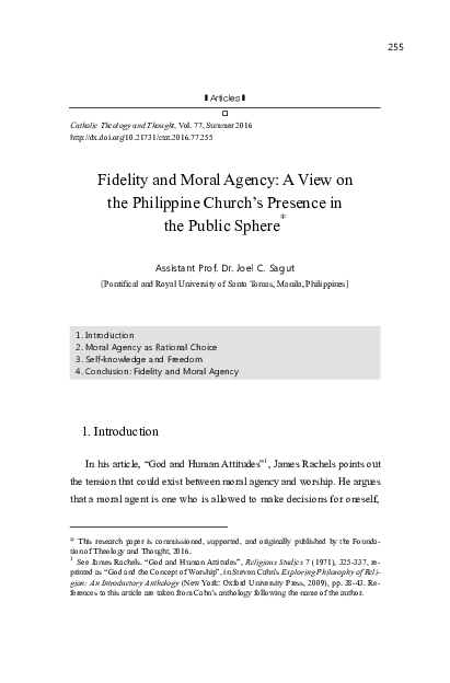 (PDF) Fidelity and Moral Agency