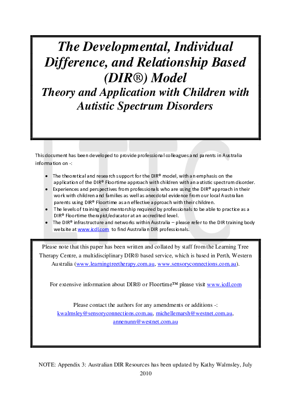 (PDF) Developmental, Individual Difference, Relationship-Based (DIR) Model