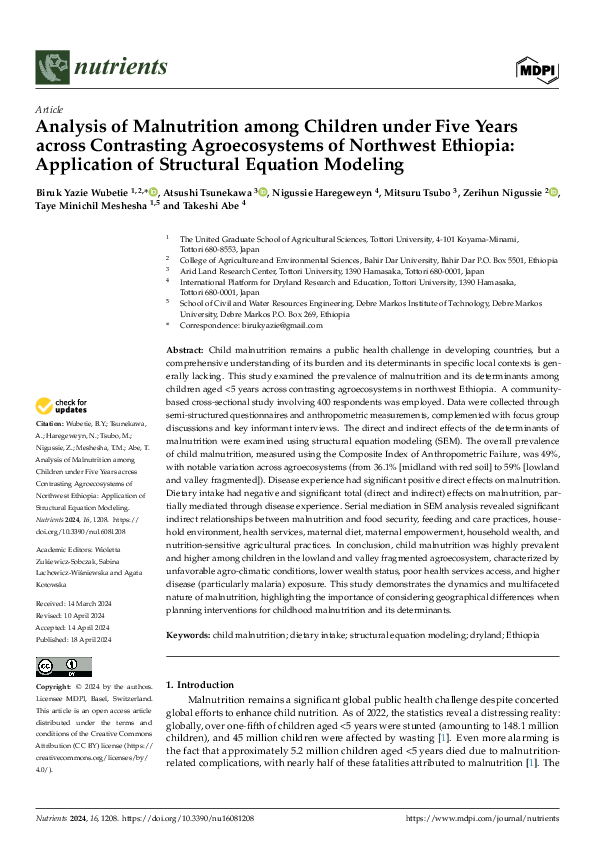 (PDF) Analysis of Malnutrition among Children under Five Years across Contrasting Agroecosystems ...
