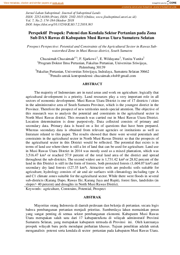 (PDF) Perspektif Prospek: Potensi dan Kendala Sektor Pertanian pada ...