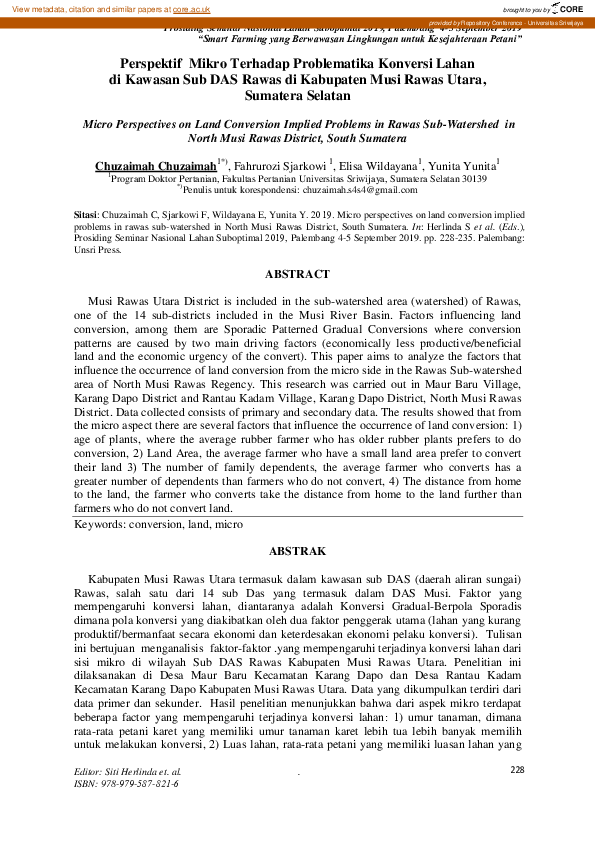 (PDF) Perspektif Mikro Terhadap Problematika Konversi Lahan di Kawasan ...