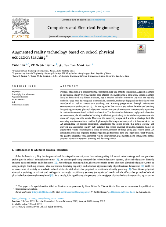 (PDF) Augmented reality technology based on school physical education training