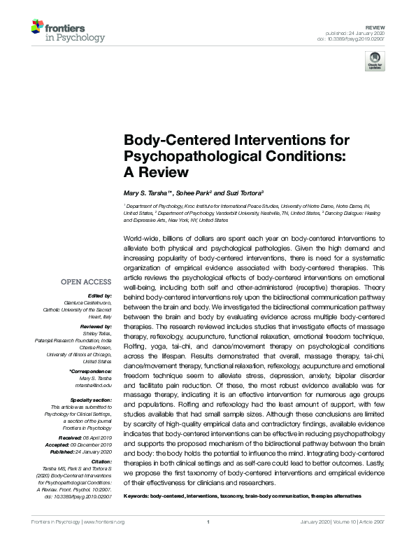 (PDF) Body-Centered Therapies: Effectiveness Review