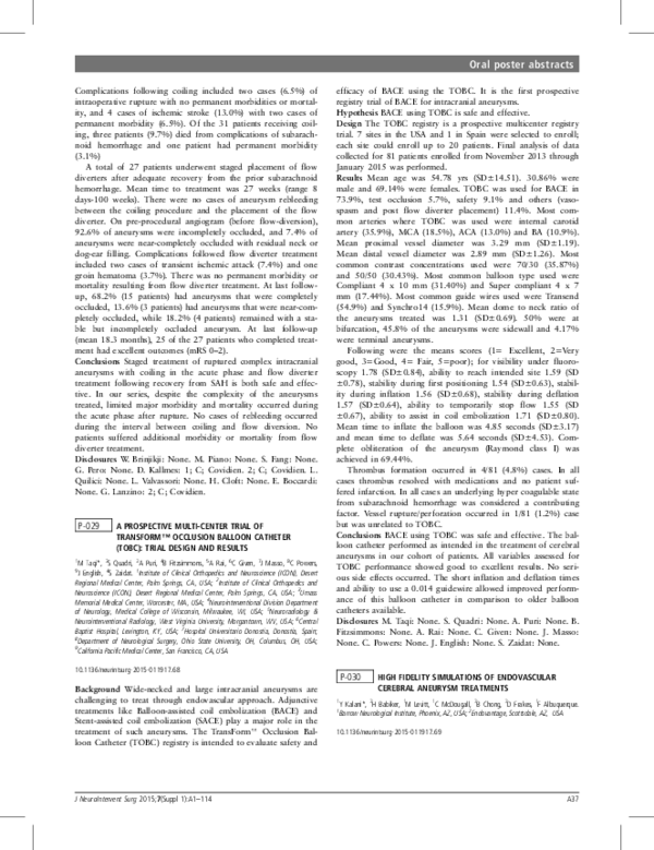 (PDF) P-029 a prospective multi-center trial of transform™ occlusion ...