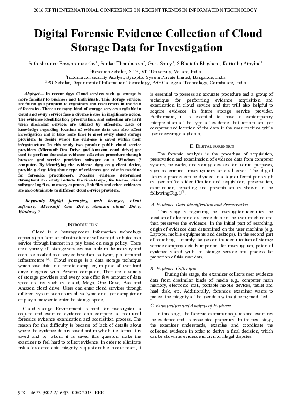 (PDF) Digital forensic evidence collection of cloud storage data for investigation
