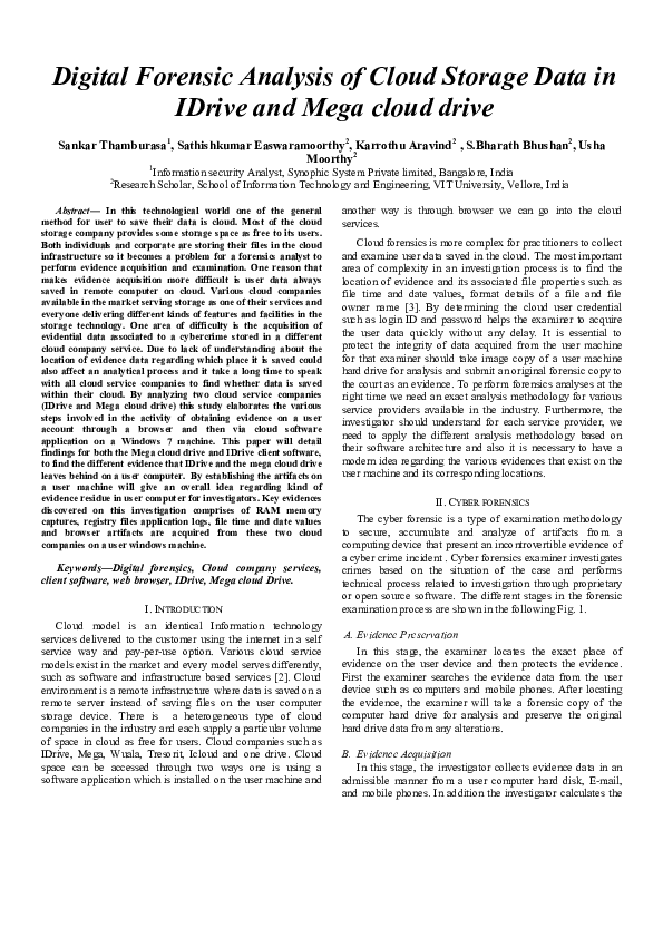 (PDF) Digital Forensic Analysis of Cloud Storage Data in IDrive and ...