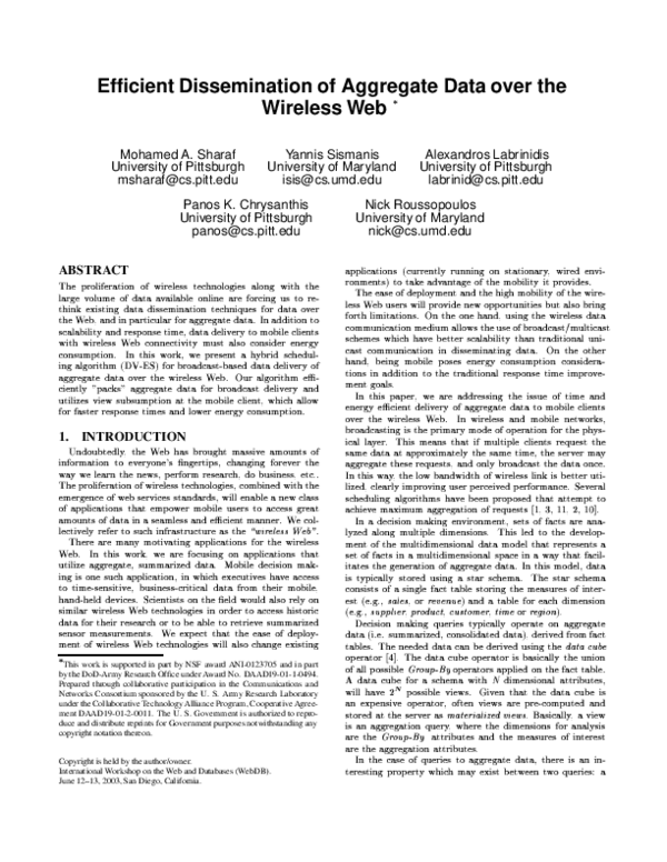 (PDF) Efficient dissemination of aggregate data over the wireless web