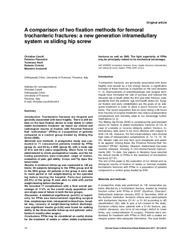 (PDF) A comparison of two fixation methods for femoral trochanteric fractures: a new generation ...