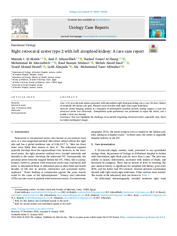 (PDF) Right retrocaval ureter type 2 with left atrophied kidney: A rare ...