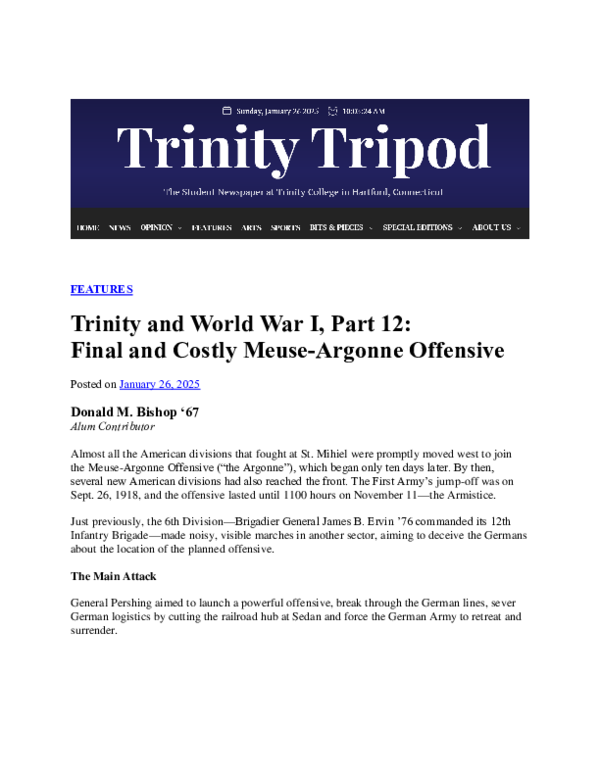 (PDF) Trinity College and World War I, Part 12: Final and Costly Meuse ...