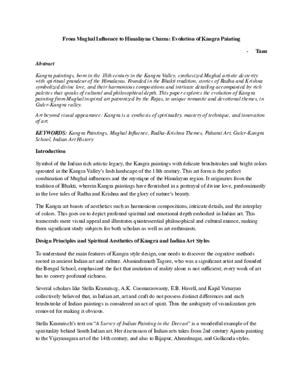 (PDF) From Mughal Influence to Himalayan Charm: Evolution of Kangra ...