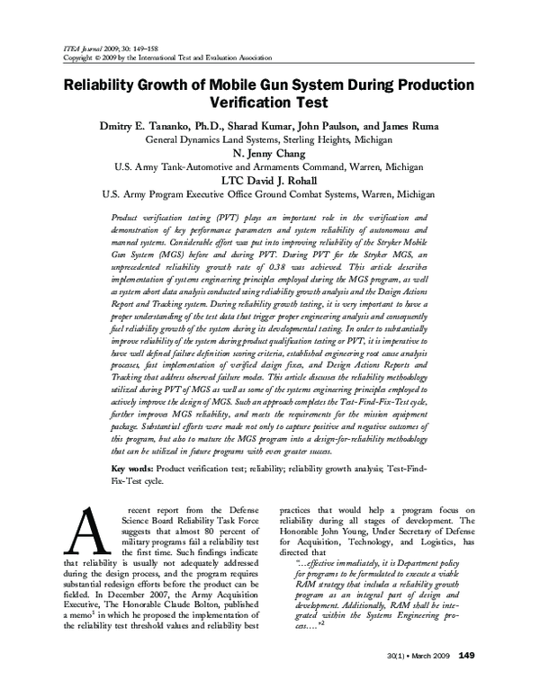(PDF) Reliability growth of mobile gun system during Production ...