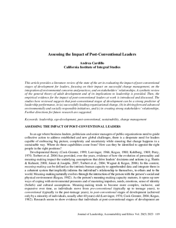 (PDF) Assessing the Impact of Post-Conventional Leaders